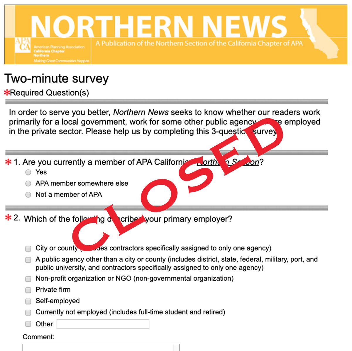 Here are the Northern News survey results - Northern California Section ...